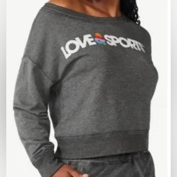 Love & Sports | Sweaters | Nwot Love Sports Off Shoulder Gray ...